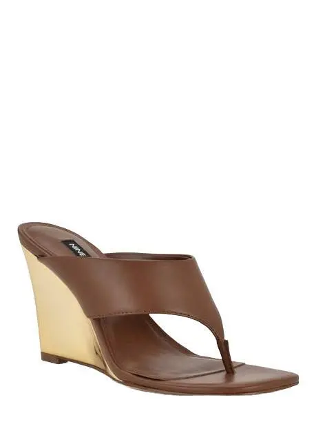 Nine West Presa Wedge Flip Flop - Medium Brown