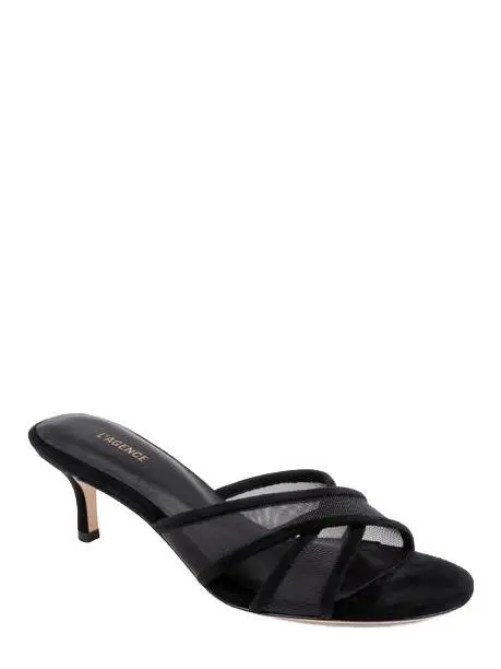 L'Agence Padua Slide Sandal - Black Mesh