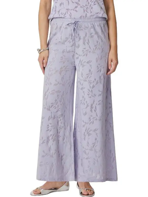 Splendid Air Burnout Drawstring Wide Leg Pants - Lavender Purple