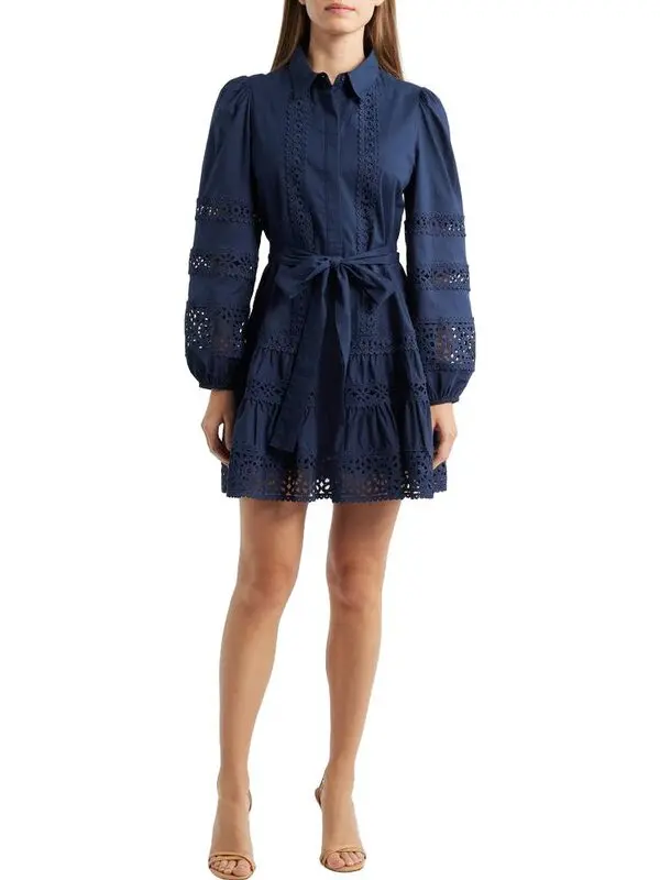 LAYERED WITH LOVE Aubrey Lace Trim Mini Dress - Navy