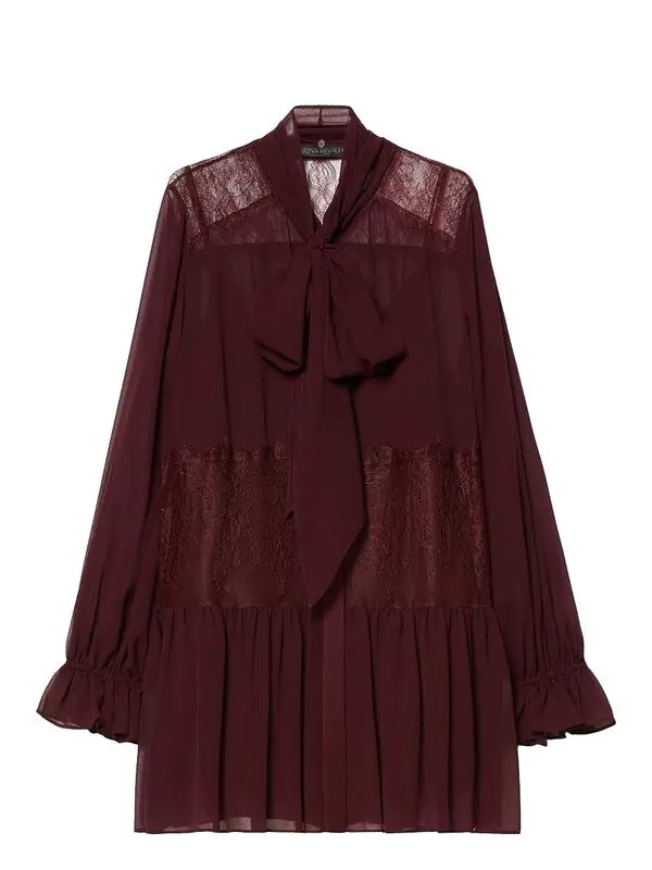 Marina Rinaldi Georgette & Lace Tunic - Red Purple