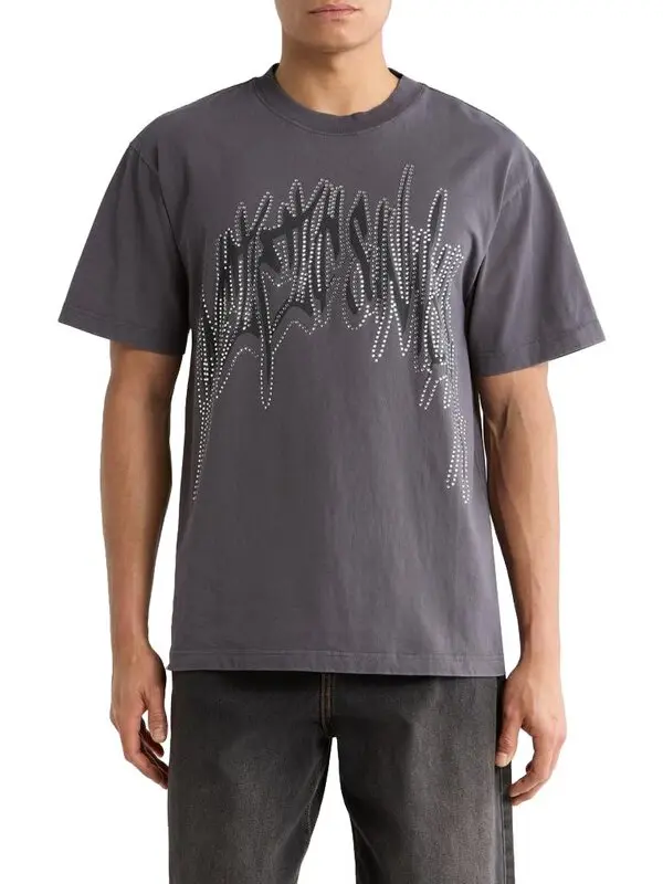 PACSUN Beaded Graphic T-shirt - Black