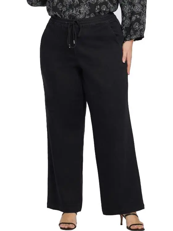 NYDJ Relaxed Drawstring Wide Leg Jeans - Washed Black