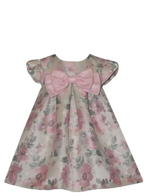 GERSON & GERSON Bow Jacquard Trapeze Party Dress - Pink