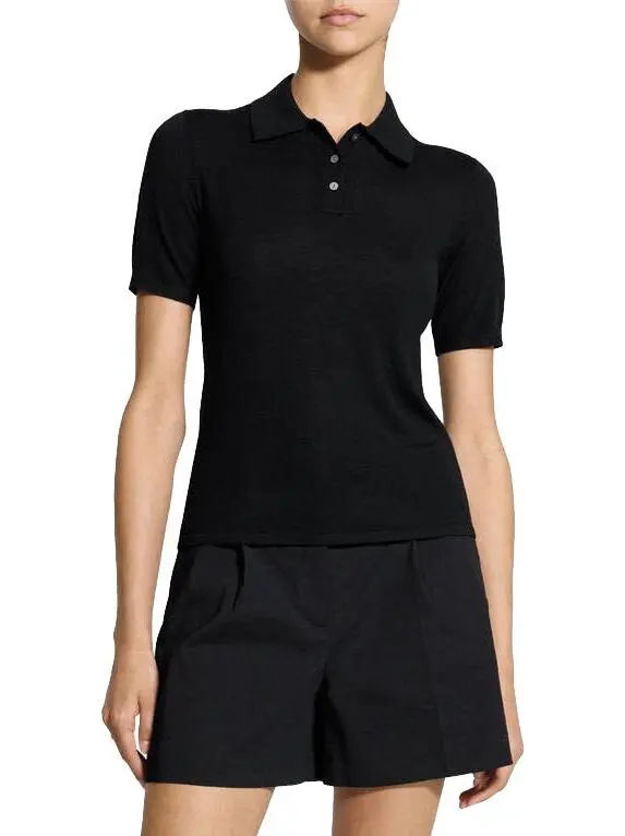 Theory Merino Wool Polo - Black