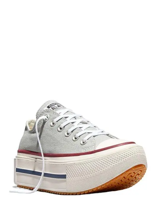 CONVERSE Chuck Taylor All Star Lift Double Stack Low Top Platform Sneaker - Grey Area/egret/garnet