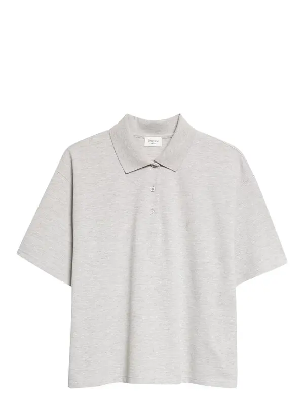 Saint Laurent Oversize Cotton Blend Piqué Polo - Gris Chine