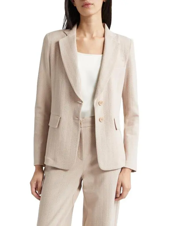 Giorgio Armani Chevron Stretch Cotton Blend Jersey Jacket - Tan