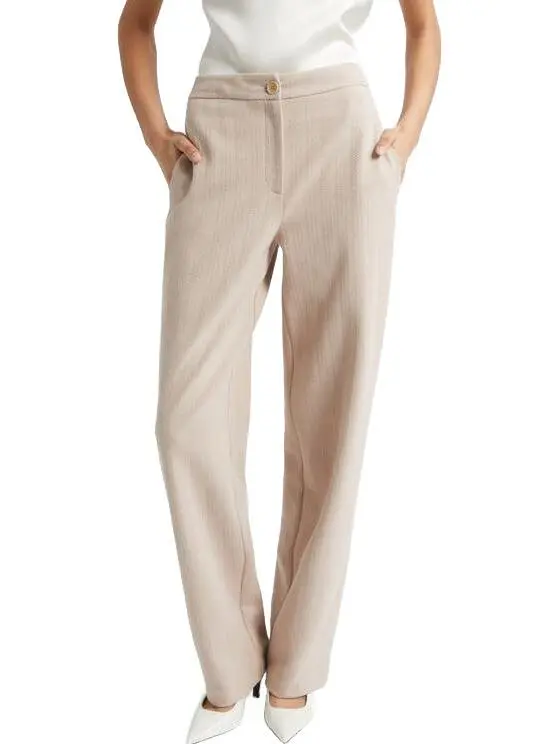 Giorgio Armani Chevron Stretch Cotton Blend Jersey Pants - Tan