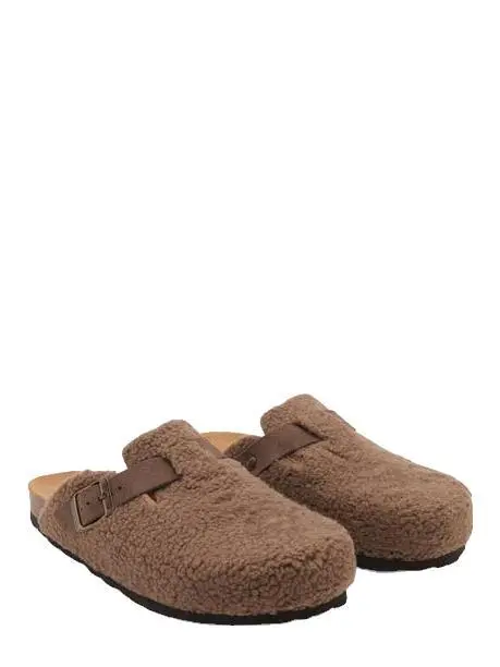 Mango Faux Shearling Clogs - Brown