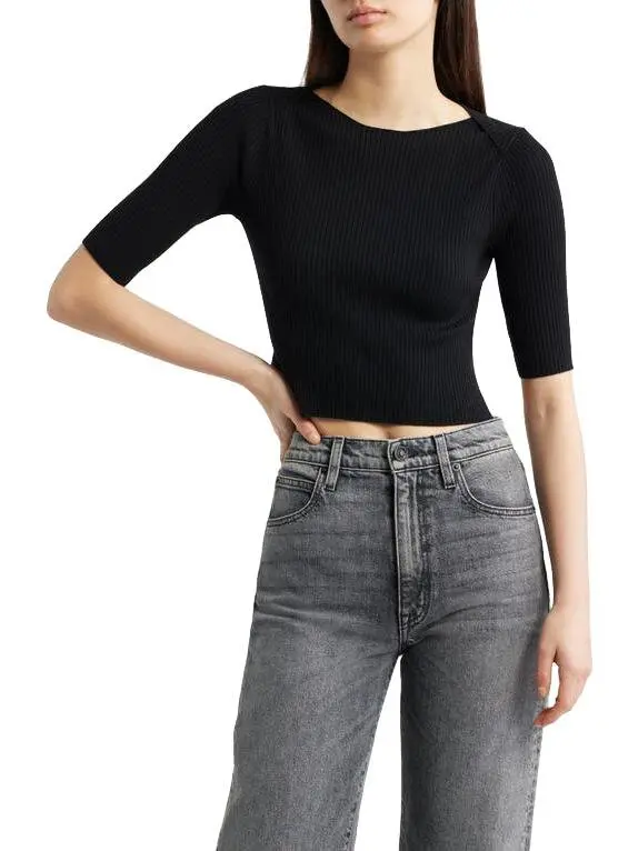 ALLSAINTS Cruz Crop Ribbed Top - Black