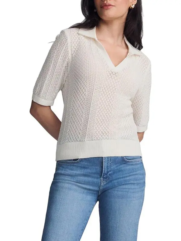 MAVI Johnny Collar Elbow-length Sleeve Sweater - Antique White
