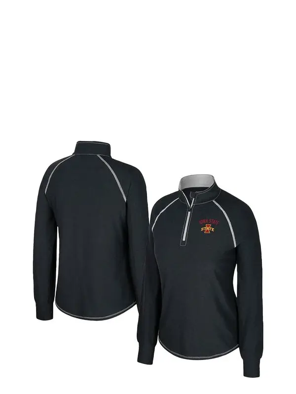COLOSSEUM Iowa State Cyclones Bikram Raglan Quarter-zip Top - Black
