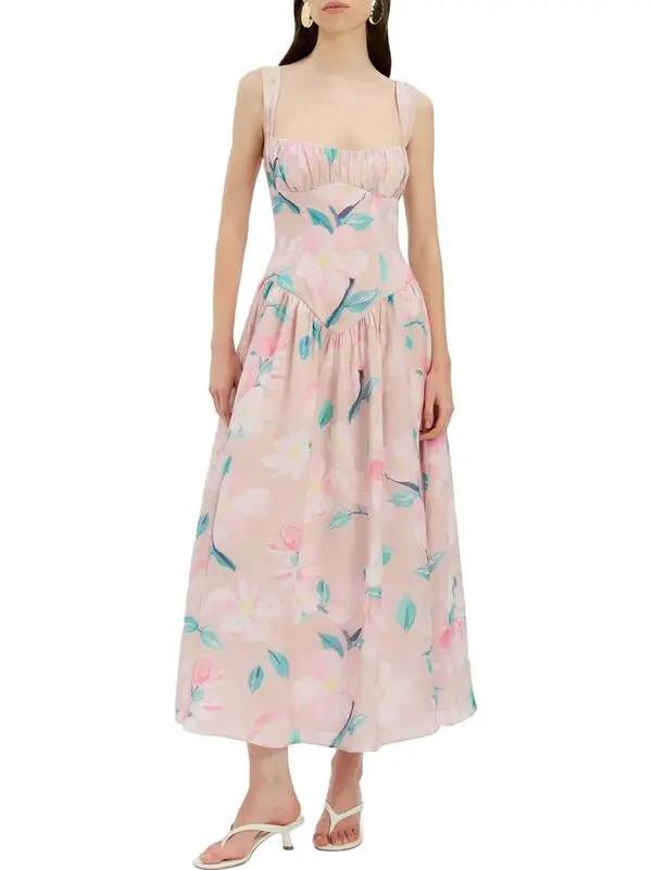 Bardot Cartia Floral Print Midi Dress - Pink Floral