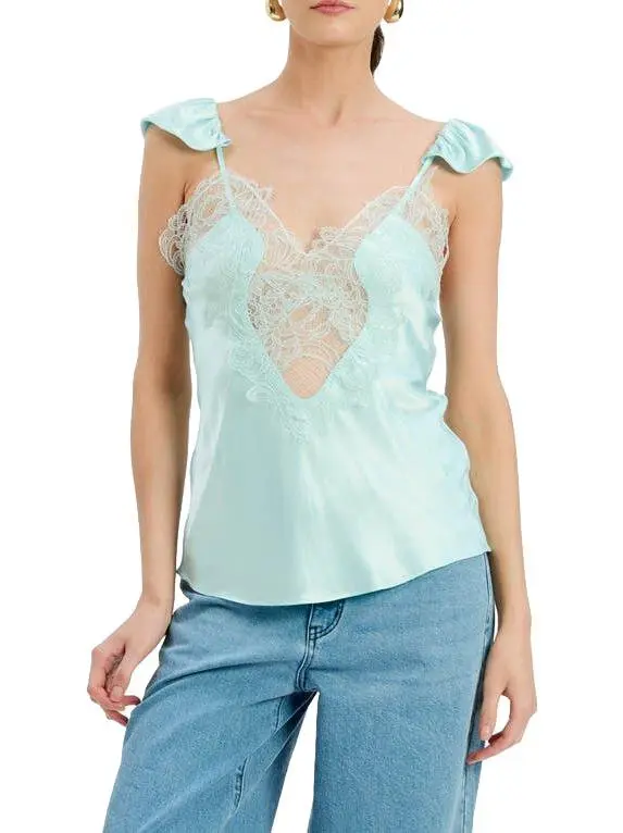 Bardot Ivy Lace Inset Camisole - Aqua