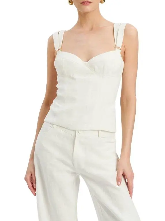 Bardot Serafina Linen Corset Top - Ivory