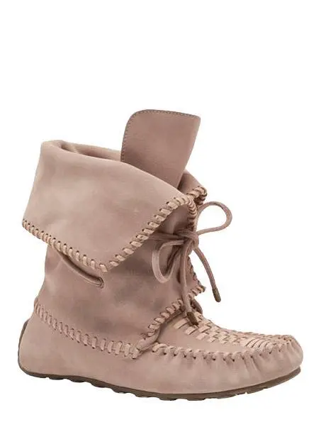 Free People Misty Moc Toe Boots - Pearl Blush Suede