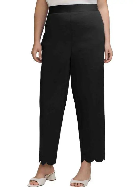 Foxcroft Elaine Scallop Hem Crop Pants - Black