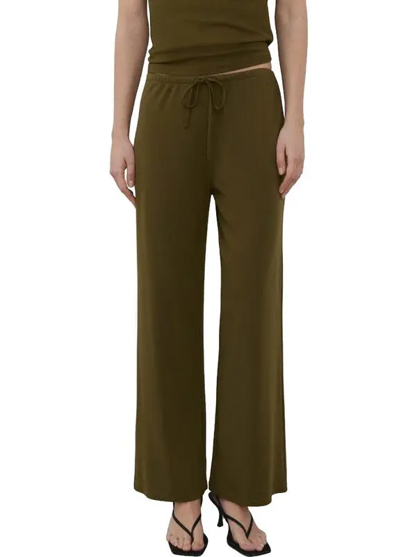 Mango Straight-leg Knit Pants - Khaki