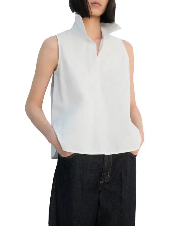 Mango Sleeveless Cotton Shirt - White