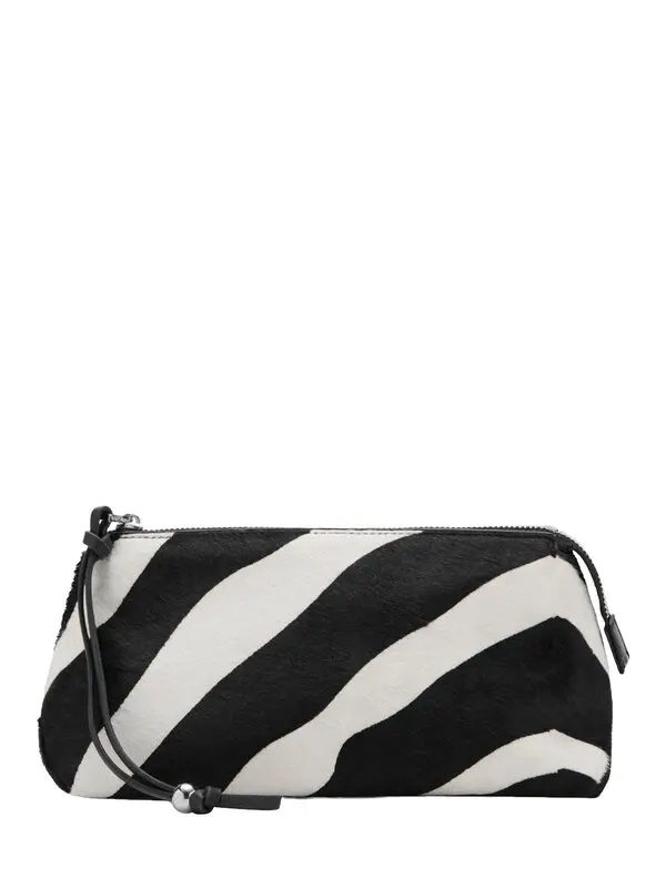 Mango Genuine Calf Hair Cosmetic Bag - Black