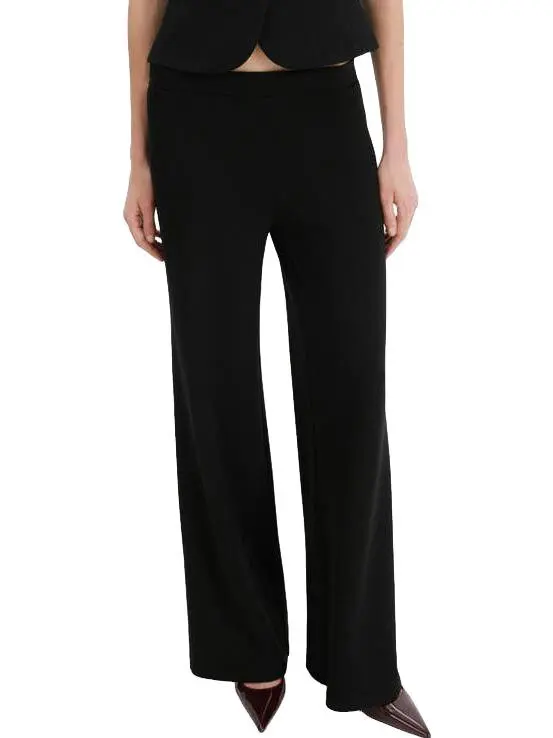 Mango Elastic Waist Straight Leg Suit Pants - Black
