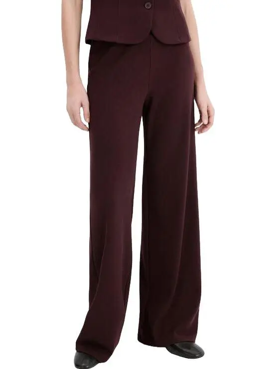 Mango Elastic Waist Straight Leg Suit Pants - Burgundy