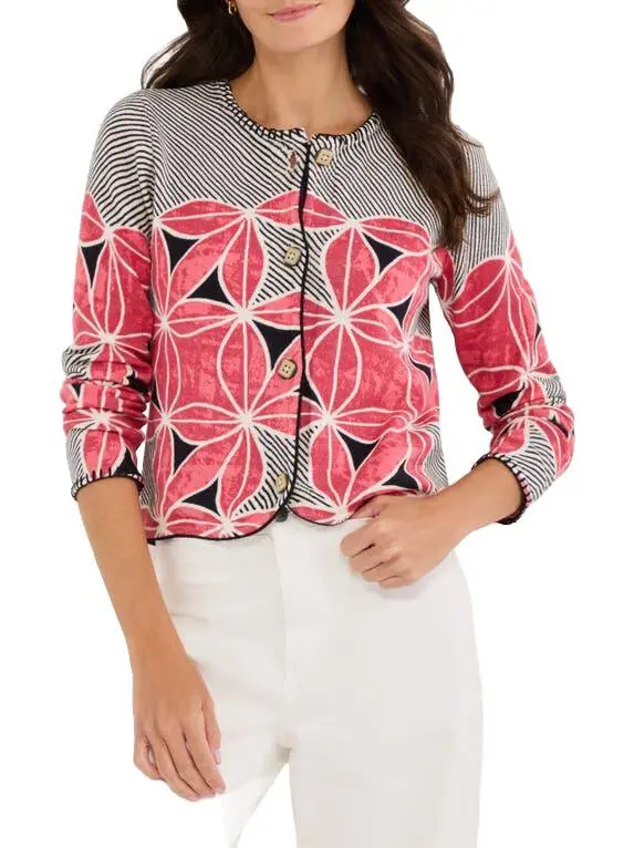 NIC+ZOE Floral Print Cardigan - Pink Multi