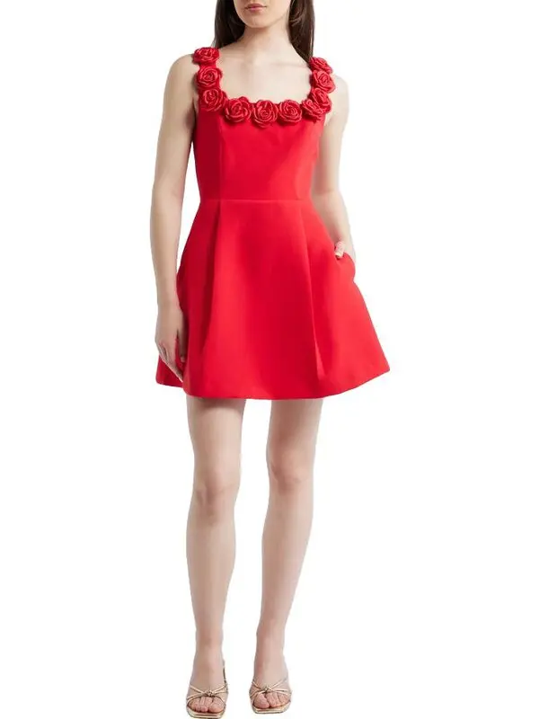 LUCY PARIS Rosette Trim Cocktail Minidress - Red