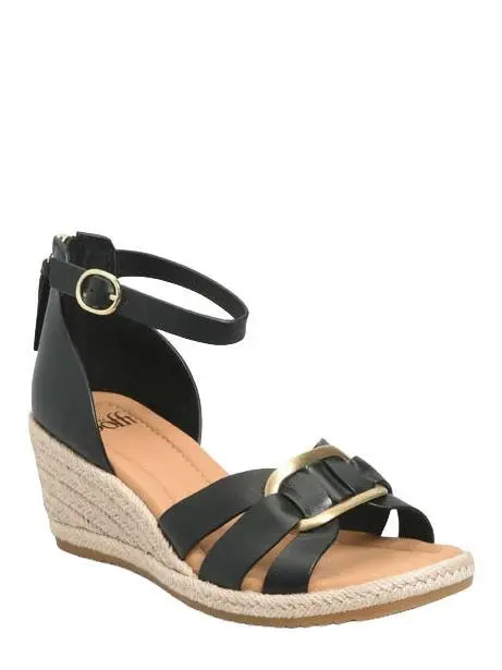 SOFFT Espadrille Platform Wedge Sandal - Black