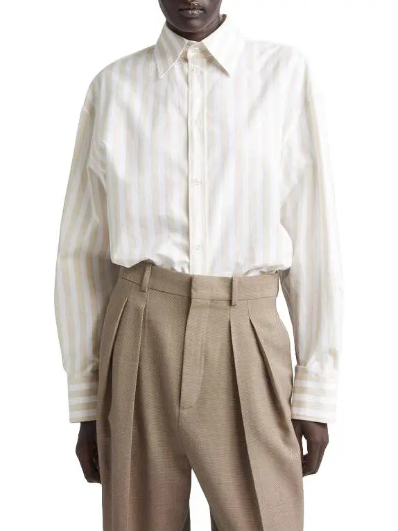 Saint Laurent Striped Cotton Button-up Shirt - Craie Beige