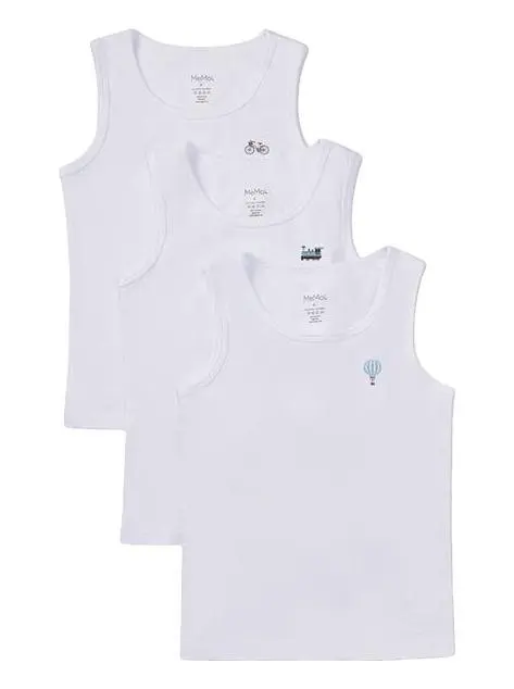 MEMOI 3 Pair Pack Ribbed On The Move Tank Top - White