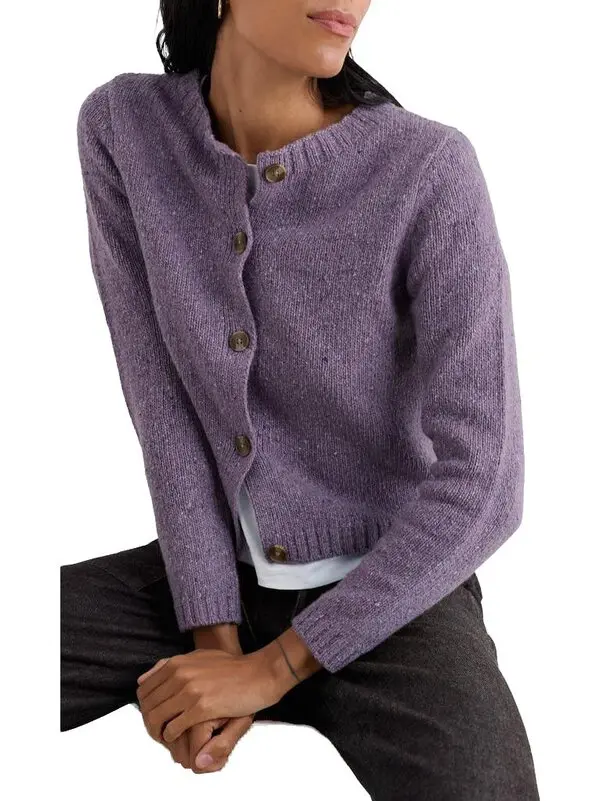 SEASALT CORNWALL Dawson Pick Merino Wool Blend Cardigan - Grape Thistle
