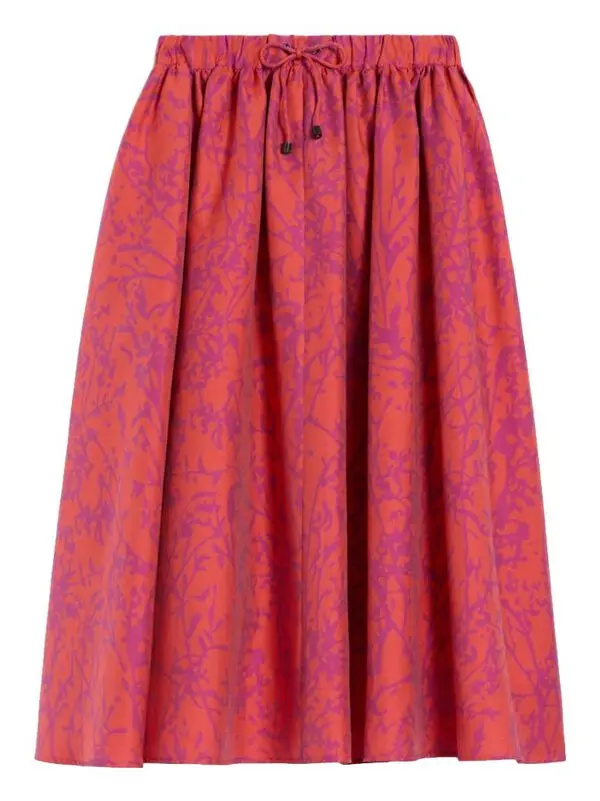 Max Mara Jacquard Cotton And Silk Midi Skirt - Coral