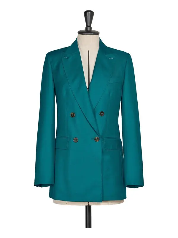 Max Mara Wool, Mohair, And Silk Double-breasted Blazer - Turquoise