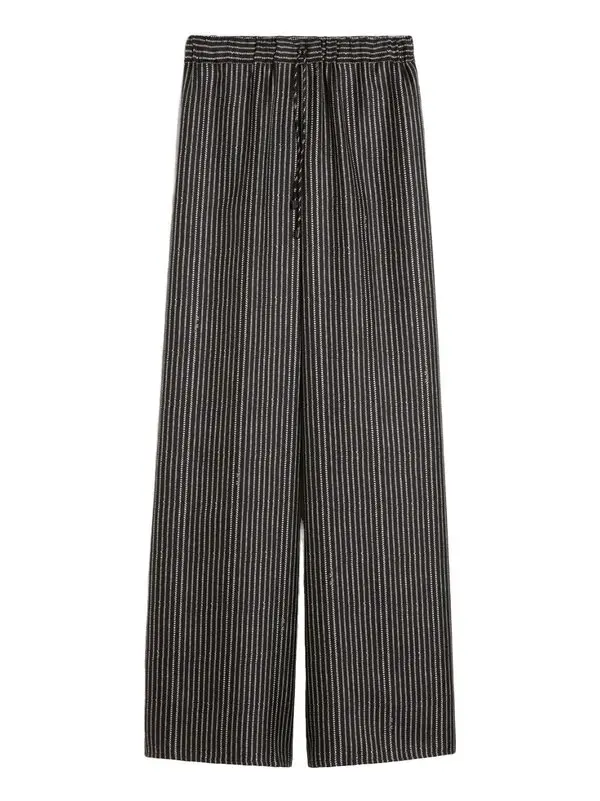 Max Mara Printed Wide-leg Silk Trousers - Black White