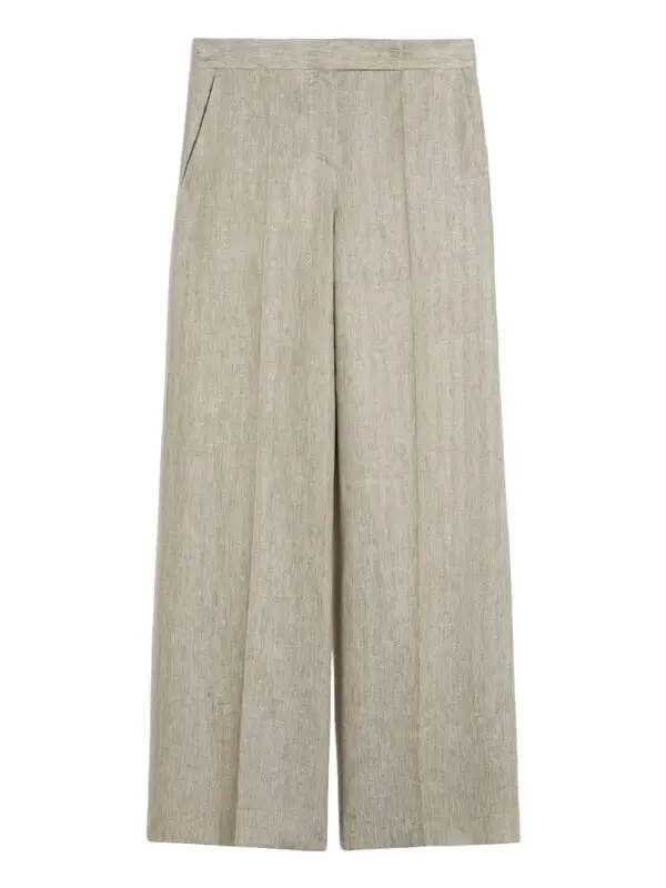 Max Mara Herringbone Linen Twill Trousers - Beige