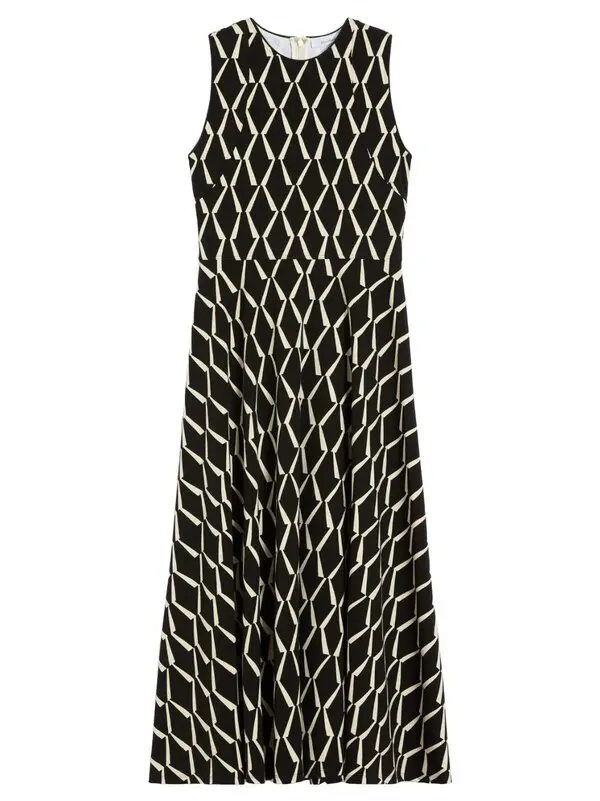 Max Mara Flared Printed Jersey Dress - Black