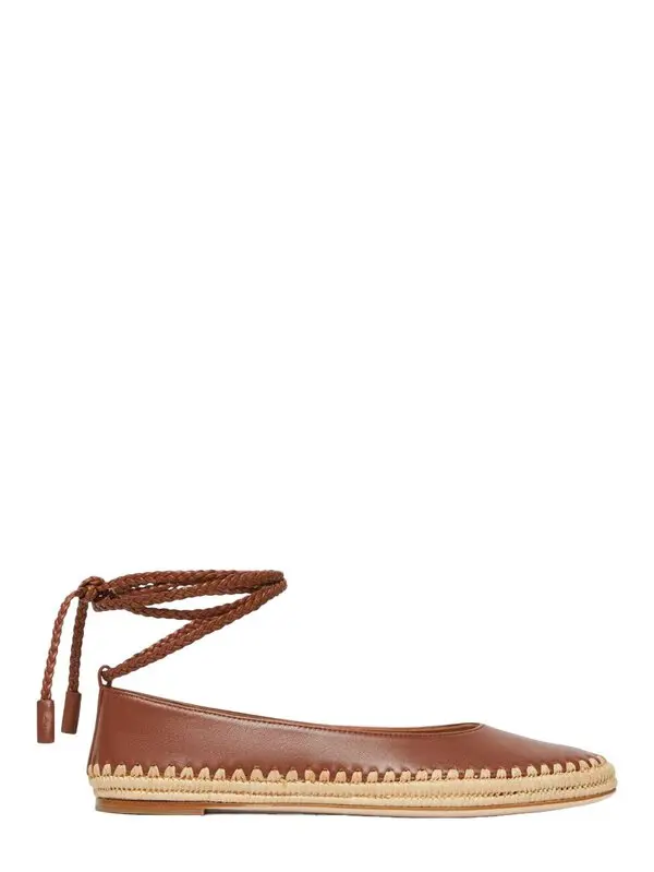 Max Mara Nappa And Raffia Ballerinas - Tobacco