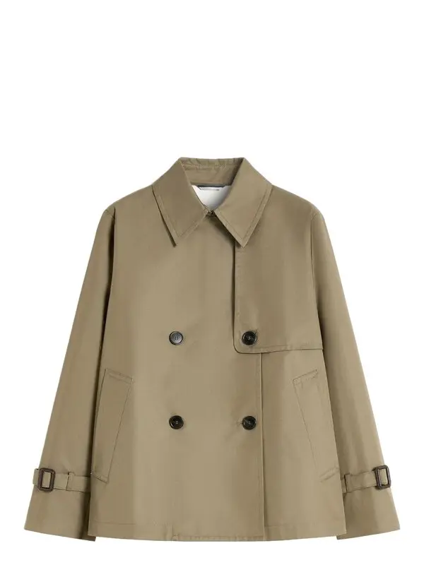 Max Mara Cropped Water-repellent Gabardine Trench Coat - Mud