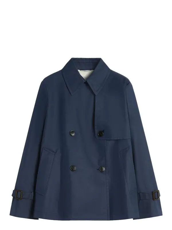 Max Mara Cropped Water-repellent Gabardine Trench Coat - Navy