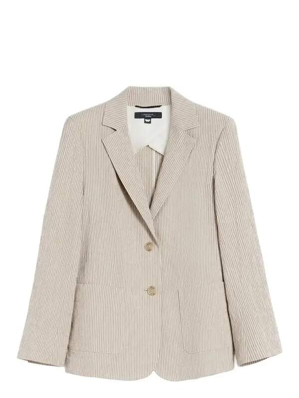 Max Mara Cotton And Linen Seersucker Blazer - Sand