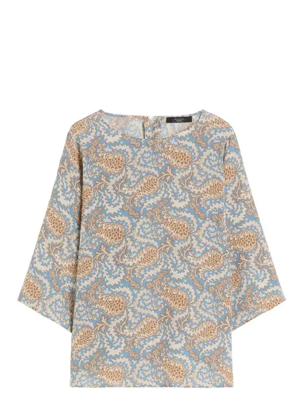Max Mara Printed Silk Crêpe De Chine Blouse - Light Blue