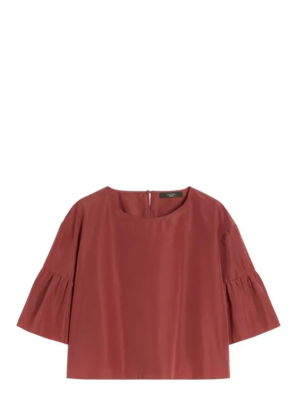 Max Mara Cotton Taffeta Cropped Blouse - Cherry