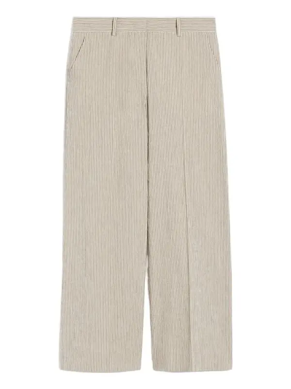 Max Mara Cotton And Linen Seersucker Ankle Trousers - Sand