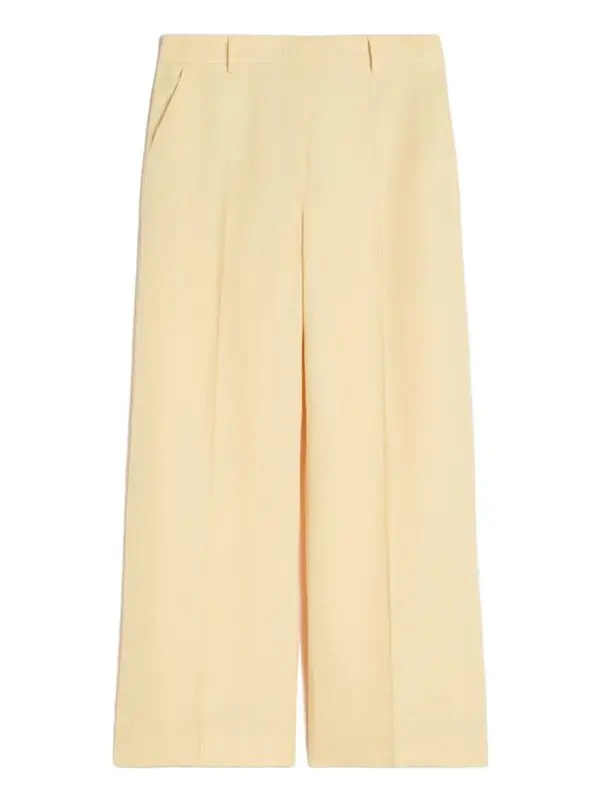 Max Mara Linen Canvas Wide Leg Trousers - Light Yellow