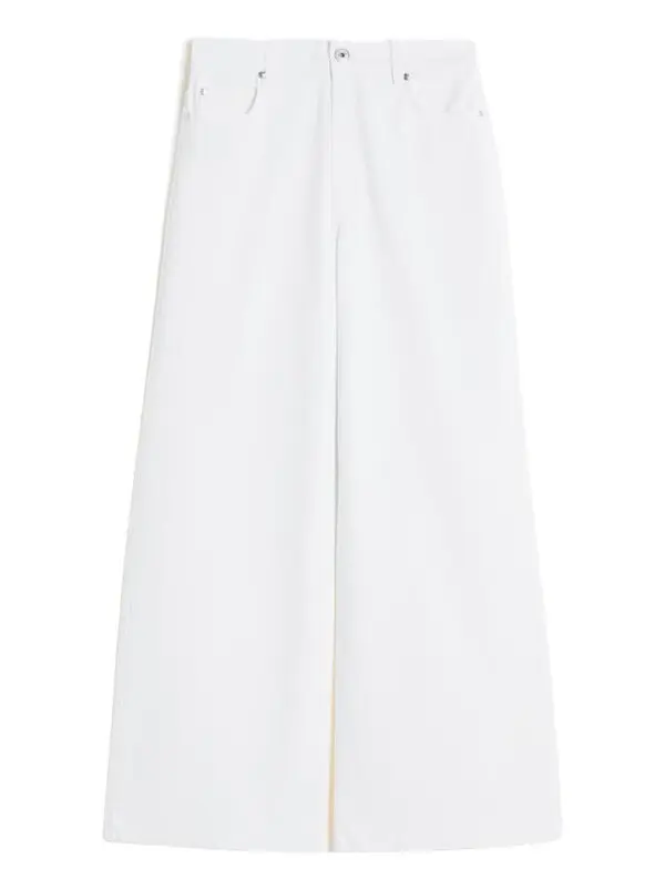 Max Mara Cotton Drill Wide-leg Trousers - White
