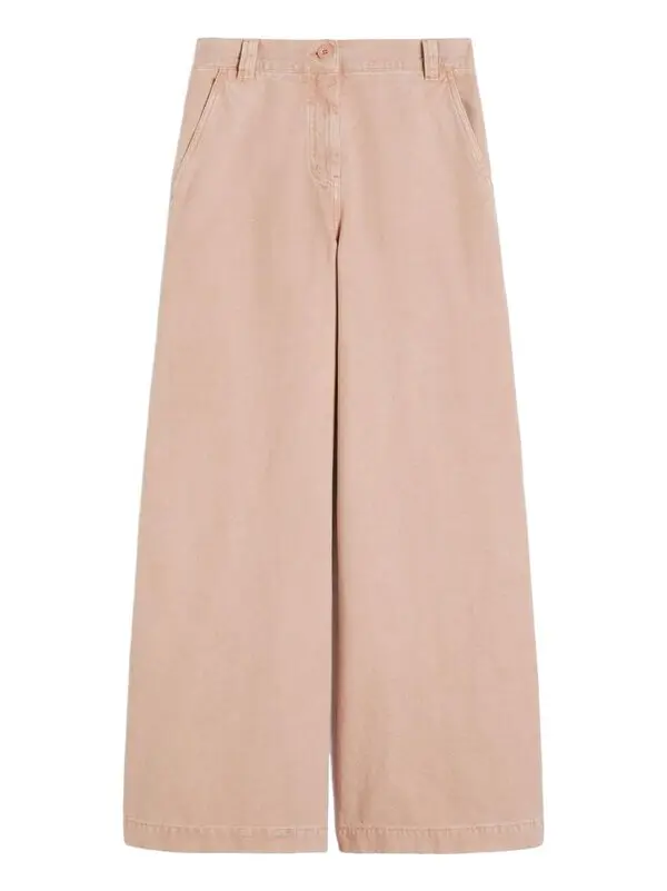 Max Mara Cotton Canvas Wide-leg Trousers - Pink