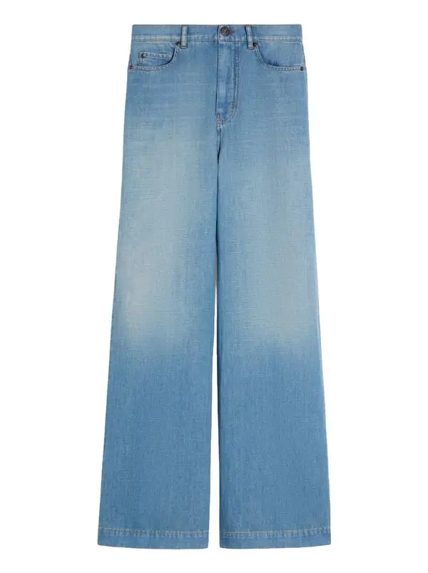 Max Mara Linen And Cotton Denim Jeans - Navy