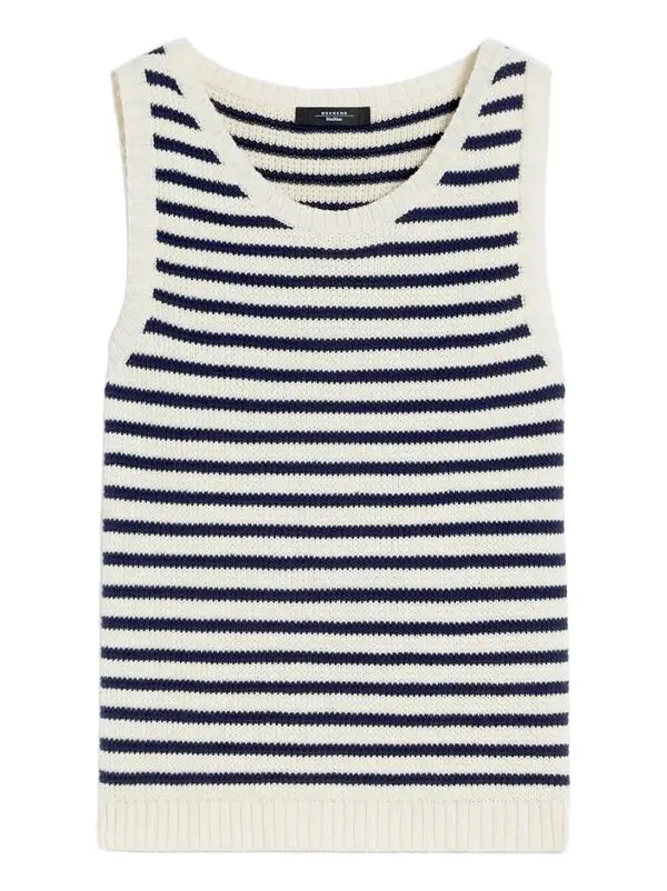 Max Mara Ribbed Sleeveless Cotton Jumper - Navy
